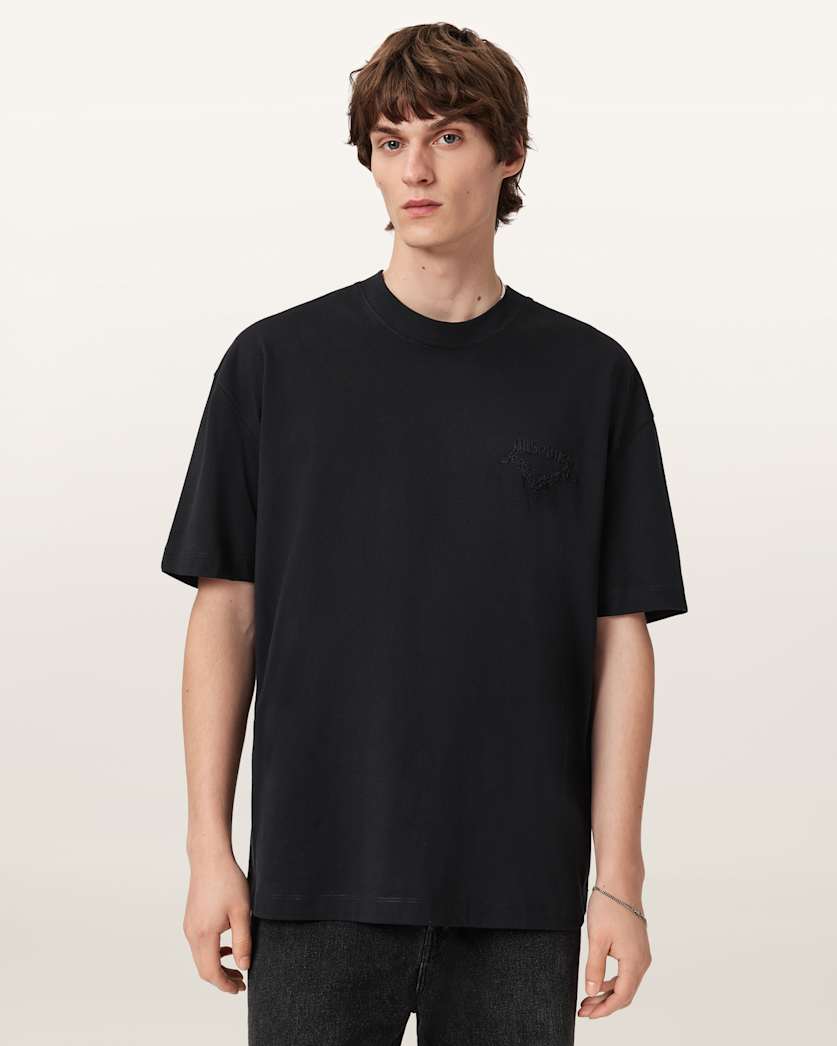 Chrome Oversized T-Shirt Washed Black | ALLSAINTS